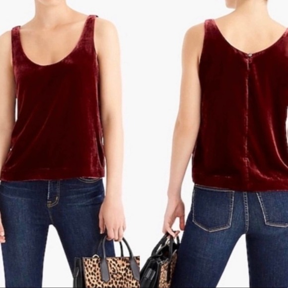J. Crew | Tops | J Crew Red Burgundy Velvet Tank Top J4925 | Poshmark